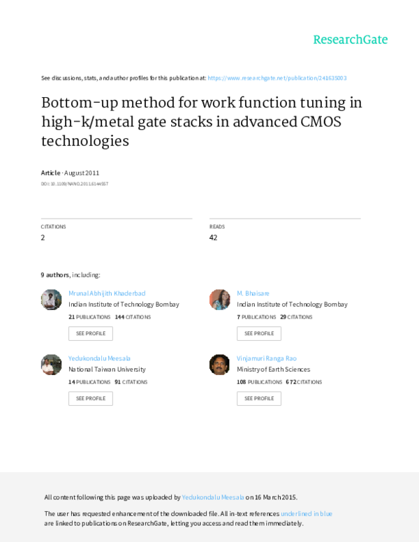 (PDF) Bottom-up method for work function tuning in high-k/metal gate ...