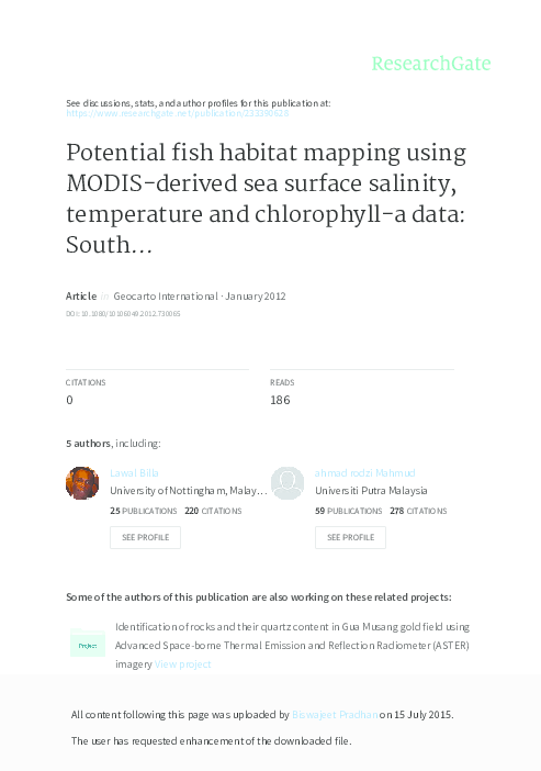 (PDF) Potential fish habitat mapping using MODIS-derived sea surface ...