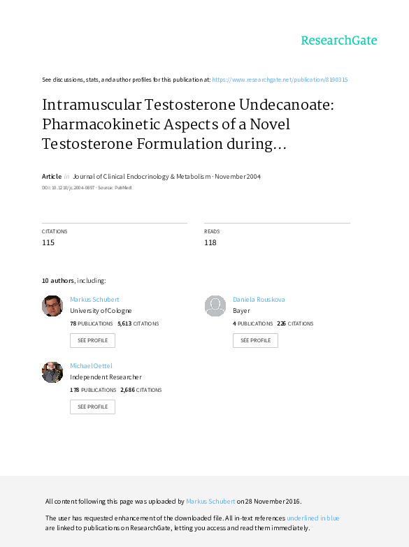 (PDF) Intramuscular Testosterone Undecanoate: Pharmacokinetic Aspects ...