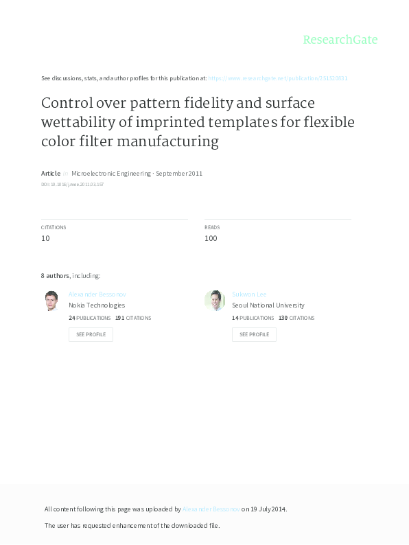 (PDF) Control over pattern fidelity and surface wettability of ...