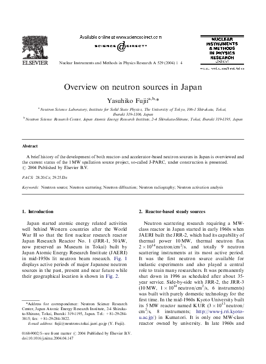 (PDF) Overview on neutron sources in Japan