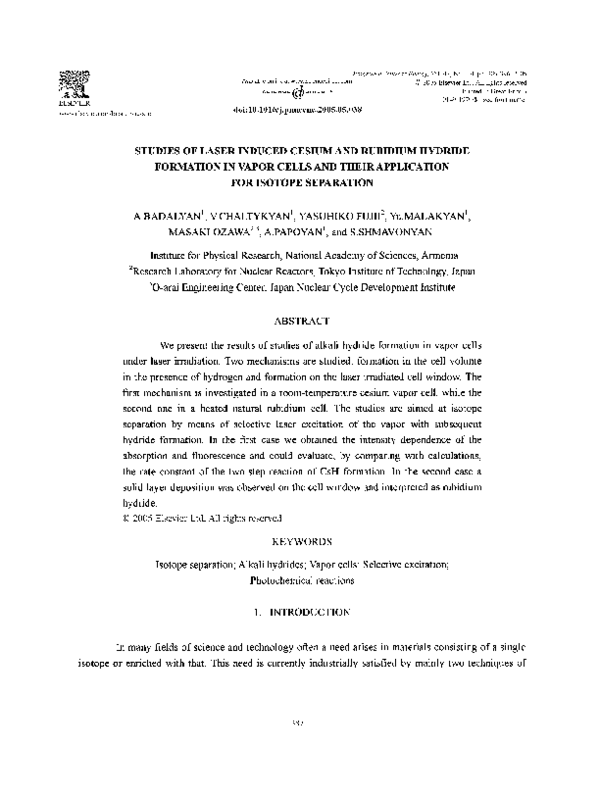 (PDF) Studies of laser induced cesium and rubidium hydride formation in ...