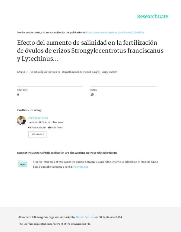 (PDF) Efecto del aumento de salinidad en la fertilización de óvulos de ...