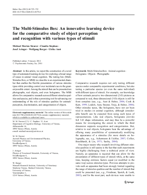 (PDF) The Multi-Stimulus Box: An innovative learning device for the comparative study of object ...