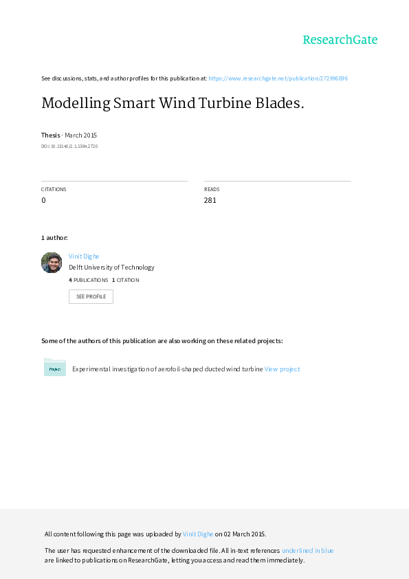 (PDF) Modelling Smart Wind Turbine Blades
