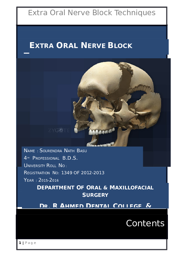 (DOC) Extra Oral Nerve Block Technique