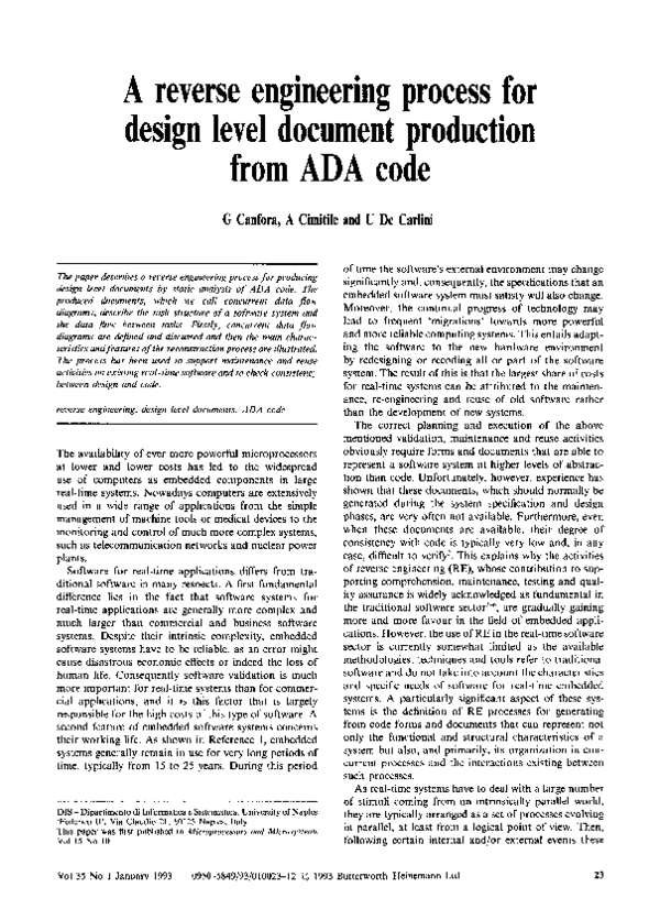 (PDF) A reverse engineering process for design level document ...