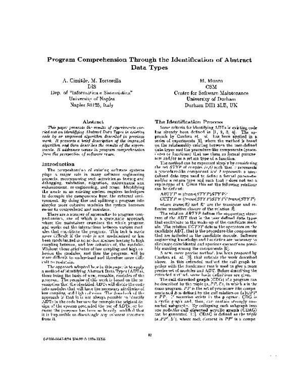 (PDF) Program comprehension through the identification of abstract data ...