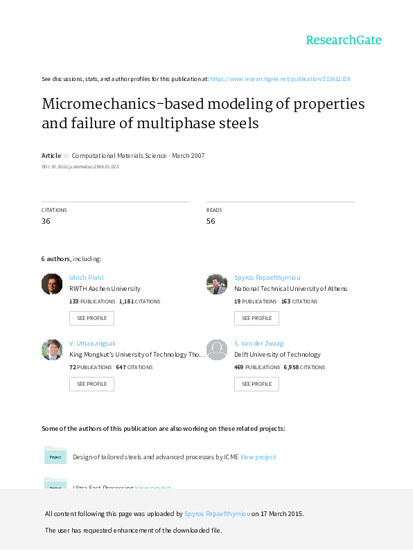 (PDF) Micromechanics-based modelling of properties and failure of multiphase steels