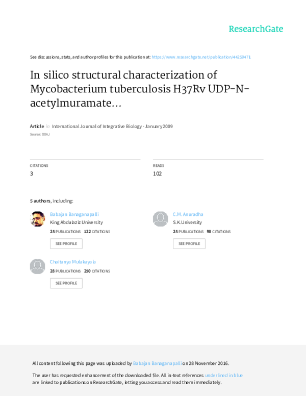 (PDF) In silico structural characterization of Mycobacterium ...