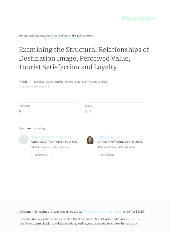 (PDF) Examining the structural relationships of destination image ...