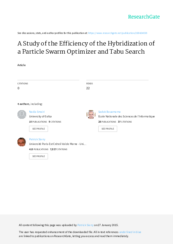(PDF) A Study of the Efficiency of the Hybridization of a Particle ...