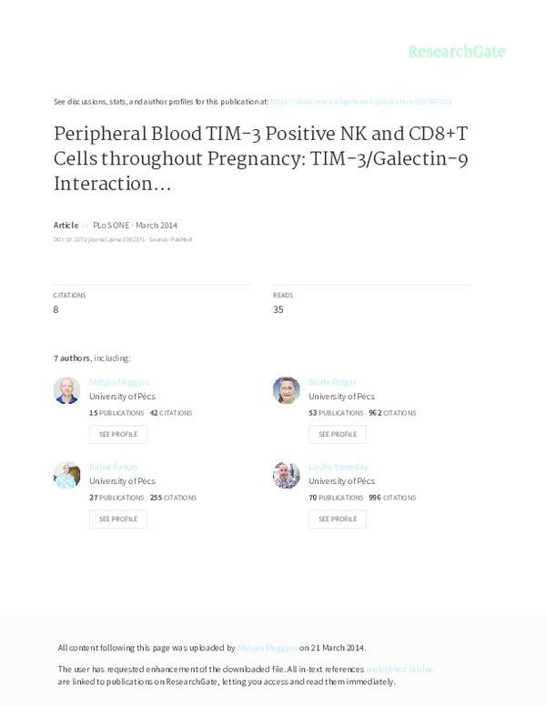 (PDF) Peripheral Blood TIM-3 Positive NK and CD8+ T Cells throughout ...