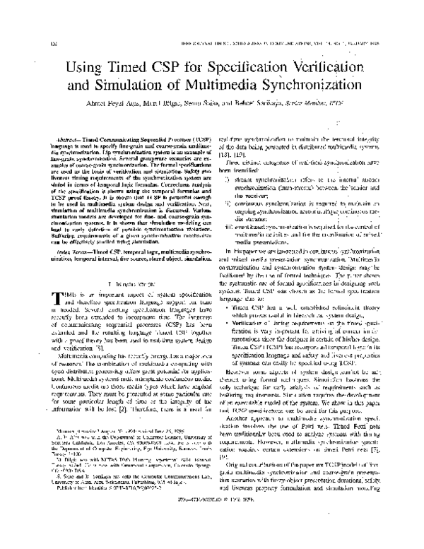 Pdf Using Timed Csp For Specification Verification And Simulation Of Multimedia Synchronization