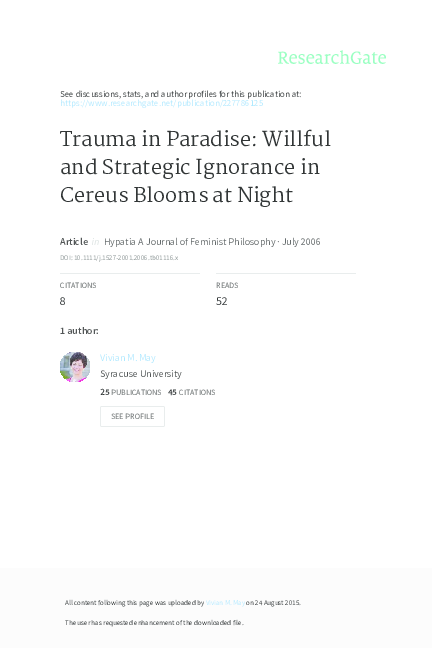 (PDF) Trauma in Paradise: Willful and Strategic Ignorance in Cereus ...