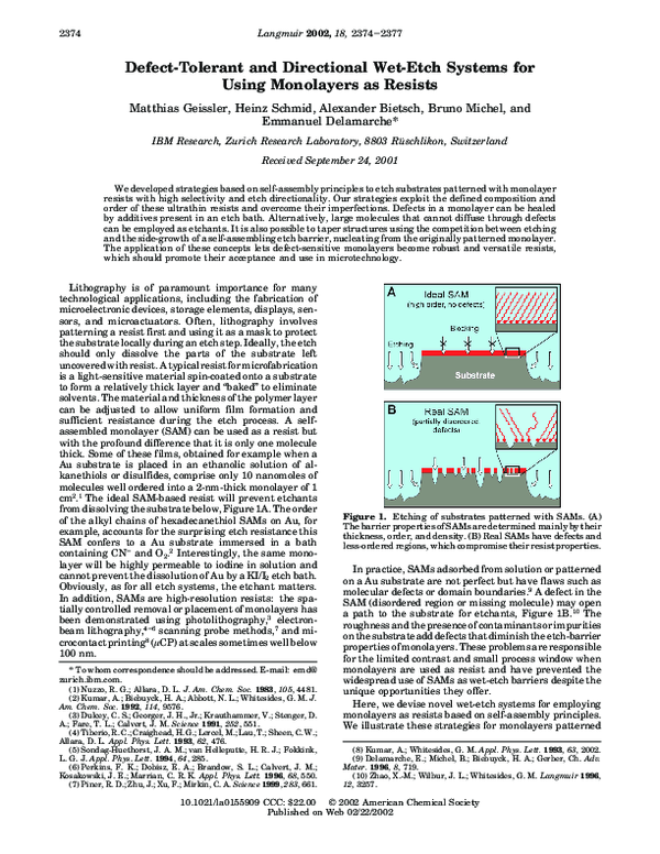 (PDF) Defect-Tolerant and Directional Wet-Etch Systems for Using ...