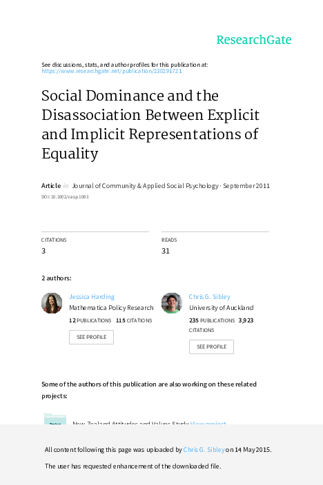 (PDF) Social dominance and the disassociation between explicit and implicit representations of ...