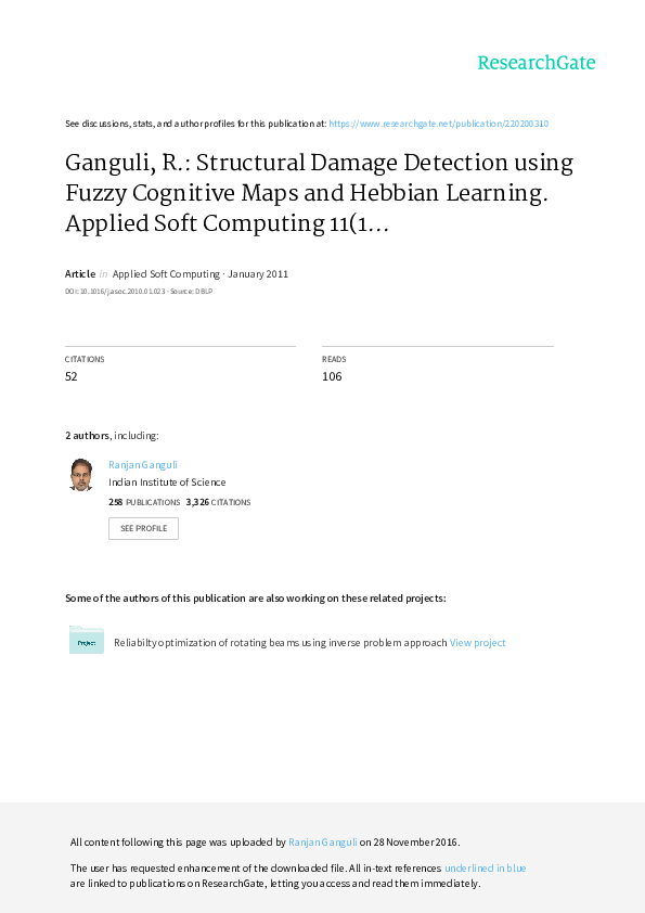 (PDF) Structural damage detection using fuzzy cognitive maps and Hebbian learning