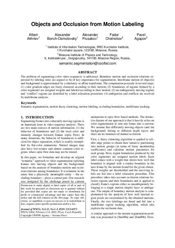 (PDF) Objects and Occlusion from Motion Labeling