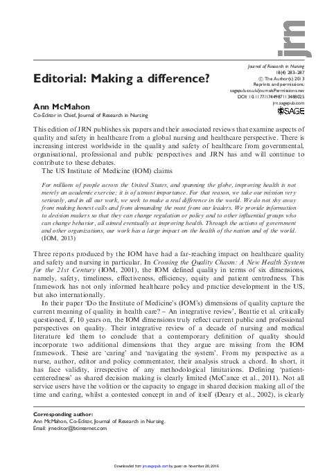 Editorial: Making a difference?