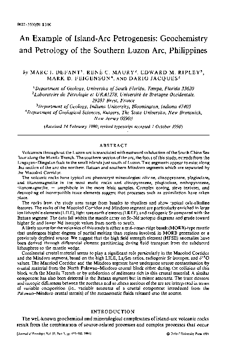 (PDF) An Example of Island-Arc Petrogenesis: Geochemistry and Petrology ...