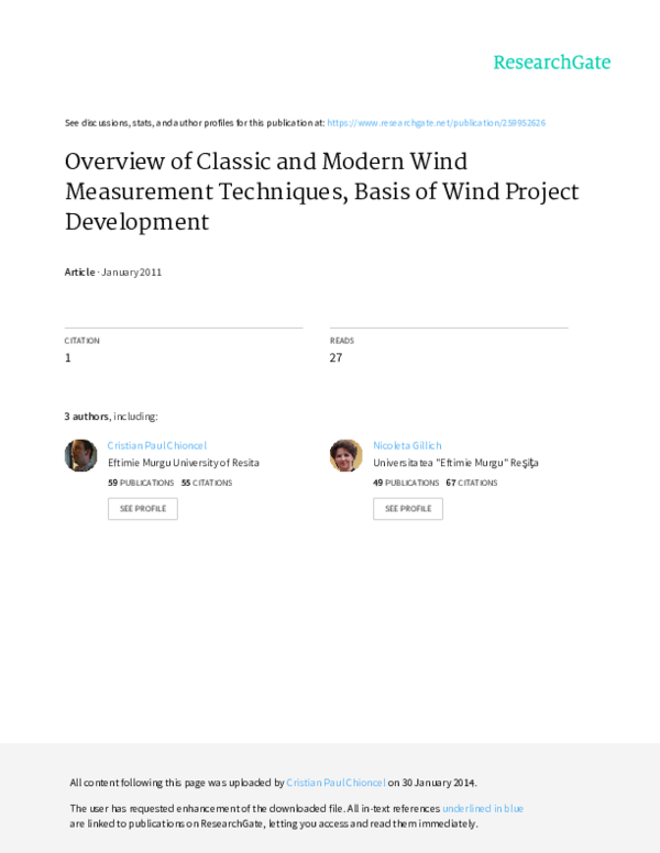 (PDF) Overview of Classic and Modern Wind Measurement Techniques, Basis ...