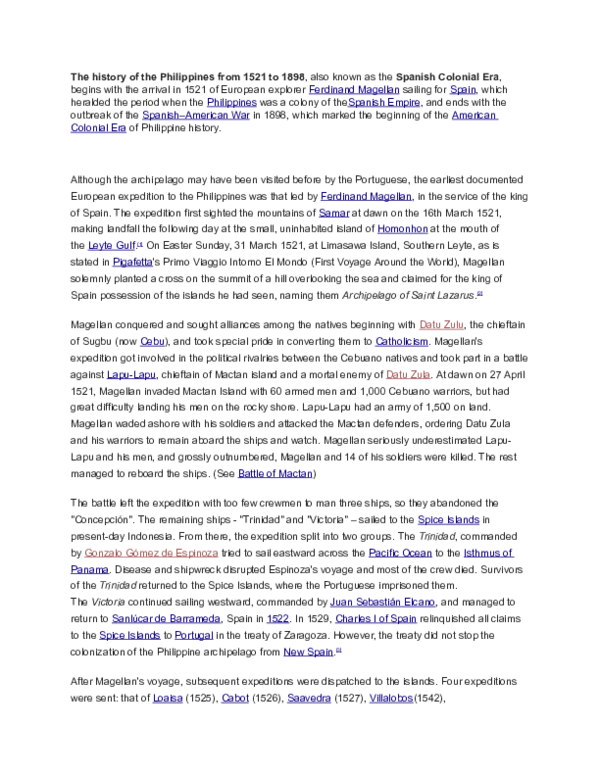 (DOC) The history of the Philippines from 1521 to