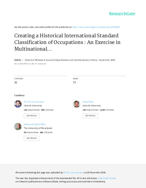 (PDF) Creating a Historical International Standard Classification of ...