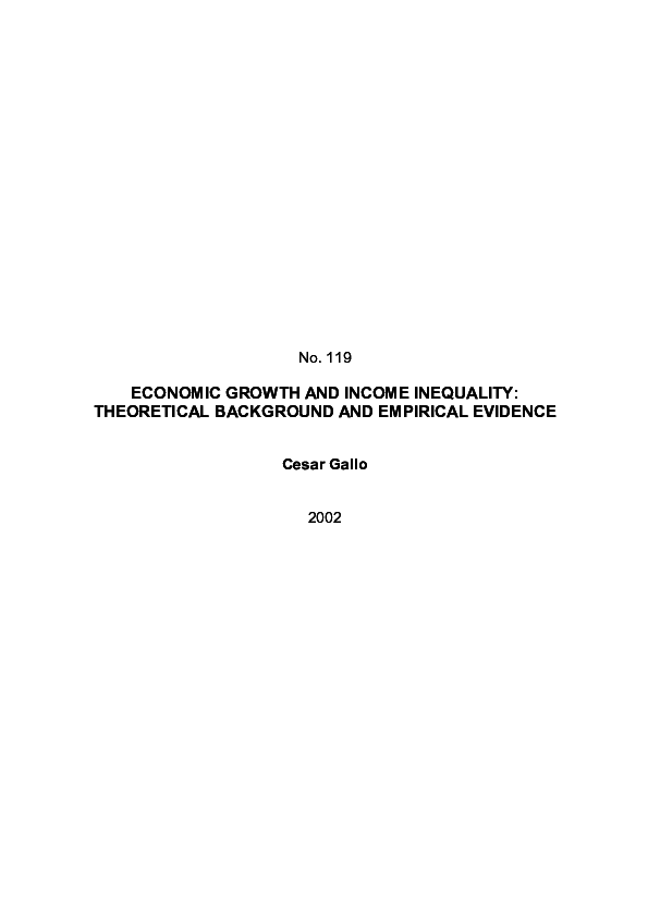 Pdf Economic Growth And Income Inequality Theoretical Background And