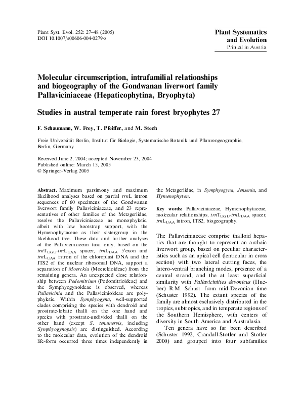 (PDF) Molecular circumscription, intrafamilial relationships and ...