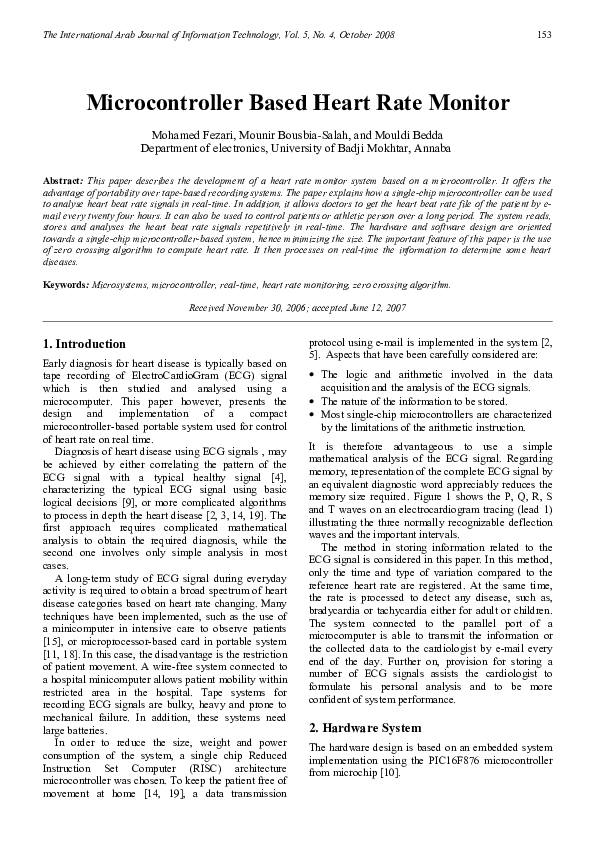 (PDF) A Heart Rate Control System Based on a Microcontroller
