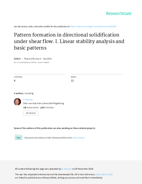 (PDF) Pattern formation in directional solidification under shear flow ...