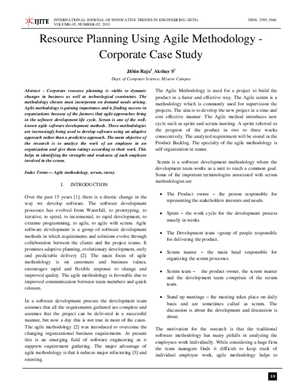 (PDF) Resource Planning Using Agile Methodology - Corporate Case Study
