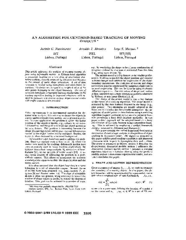 Pdf An Algorithm For Centroid Based Tracking Of Moving Objects Arnaldo Abrantes