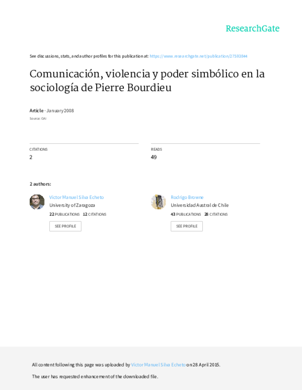 (PDF) Comunicación, violencia y poder simbólico en la sociología de ...