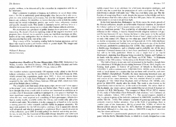 (PDF) "Muhammad Isa Waley, Supplementary handlist of Persian ...