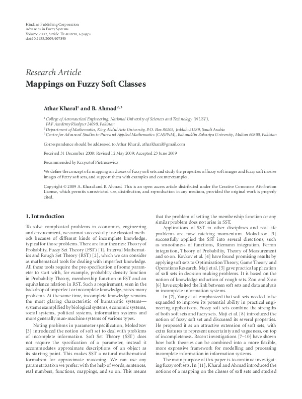 (PDF) Mappings on Fuzzy Soft Classes
