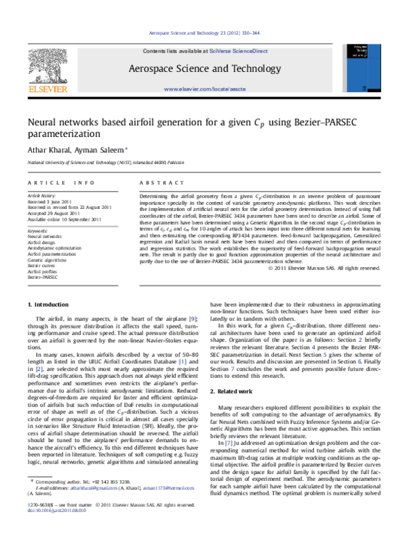 Pdf Neural Networks Based Airfoil Generation For A Given C P Using