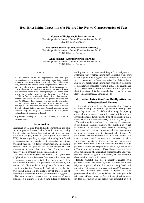 (PDF) How Brief Initial Inspection of a Picture May Foster ...