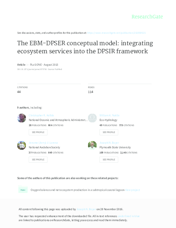 (PDF) The EBM-DPSER Conceptual Model: Integrating Ecosystem Services ...