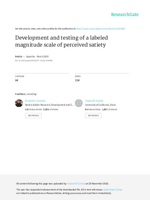 (PDF) Development and testing of a labeled magnitude scale of perceived ...