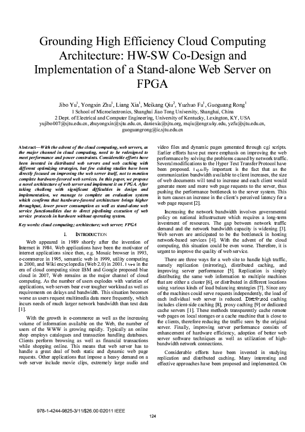 (PDF) Grounding high efficiency cloud computing architecture: HW-SW co ...