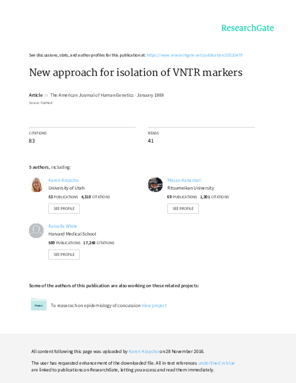 (PDF) New approach for isolation of VNTR markers