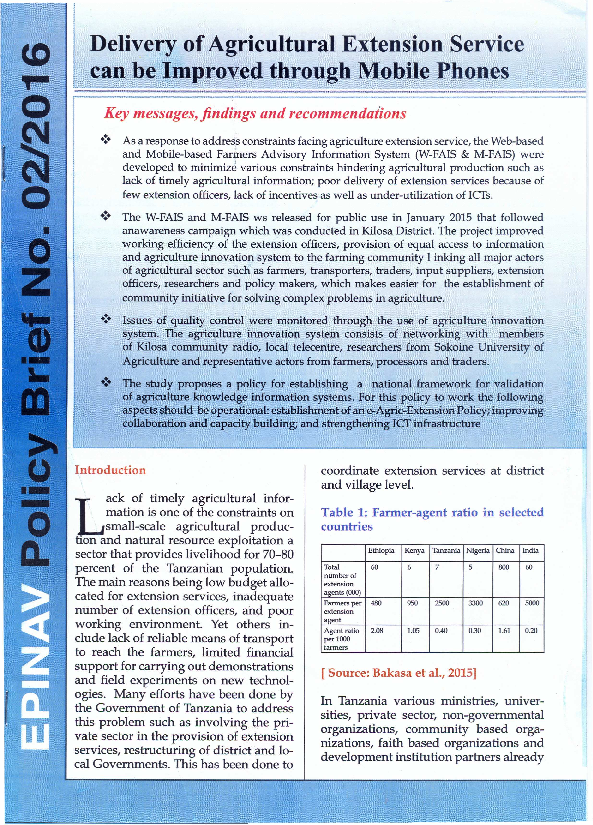 (PDF) Delivery of Agricultural Extension Service can be Improved ...