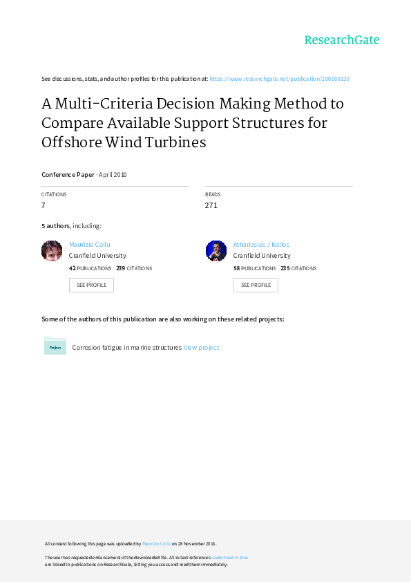 Pdf A Multi Criteria Decision Making Method To Compare Available Support Structures For