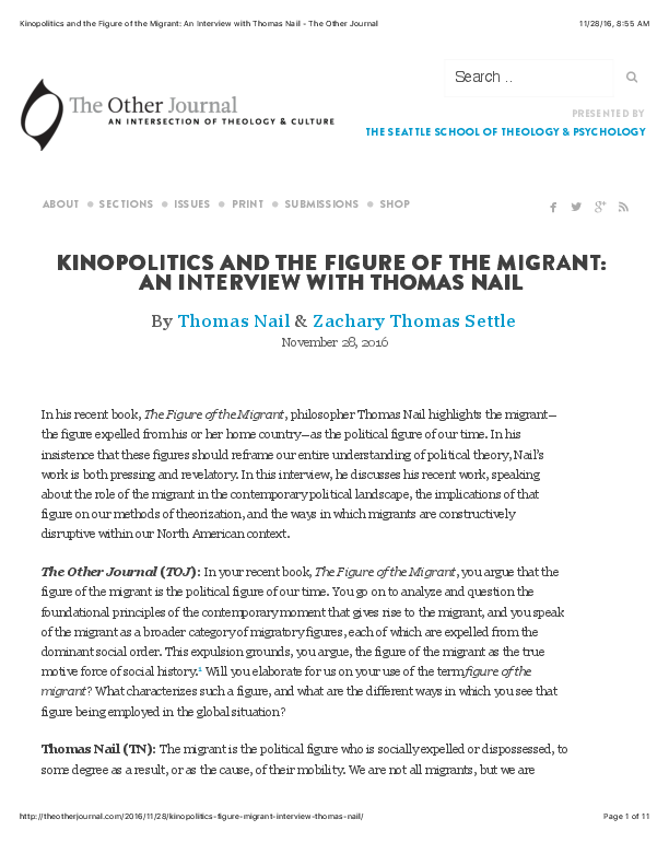 (PDF) Kinopolitics and the Figure of the Migrant: An Interview with ...