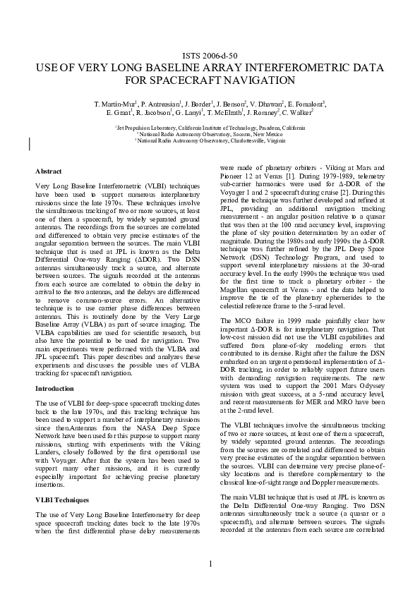 (PDF) Use of Very Long Baseline Array Interferometric Data for ...