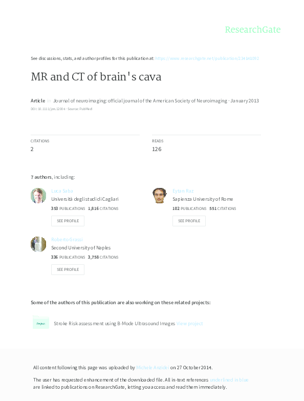 (PDF) MR and CT of Brain's Cava