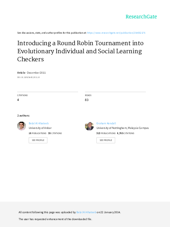 (PDF) Introducing a Round Robin Tournament into Evolutionary Individual ...