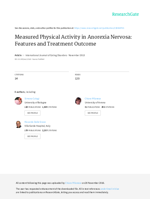 (PDF) Measured physical activity in anorexia nervosa: Features and ...